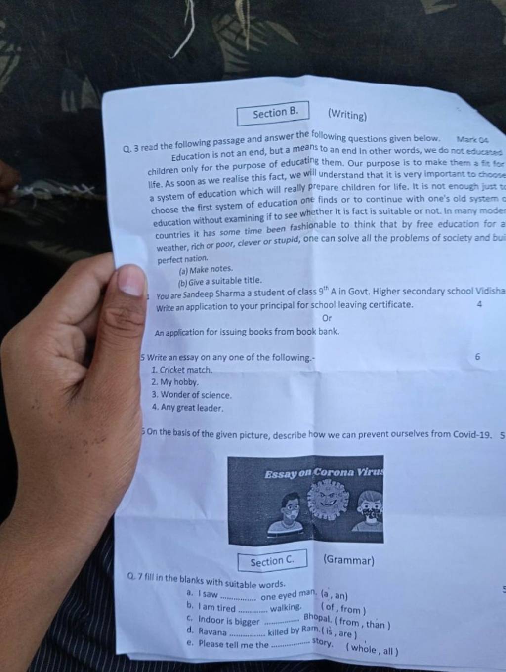 3 read the following passage and answer the following questions given bel..