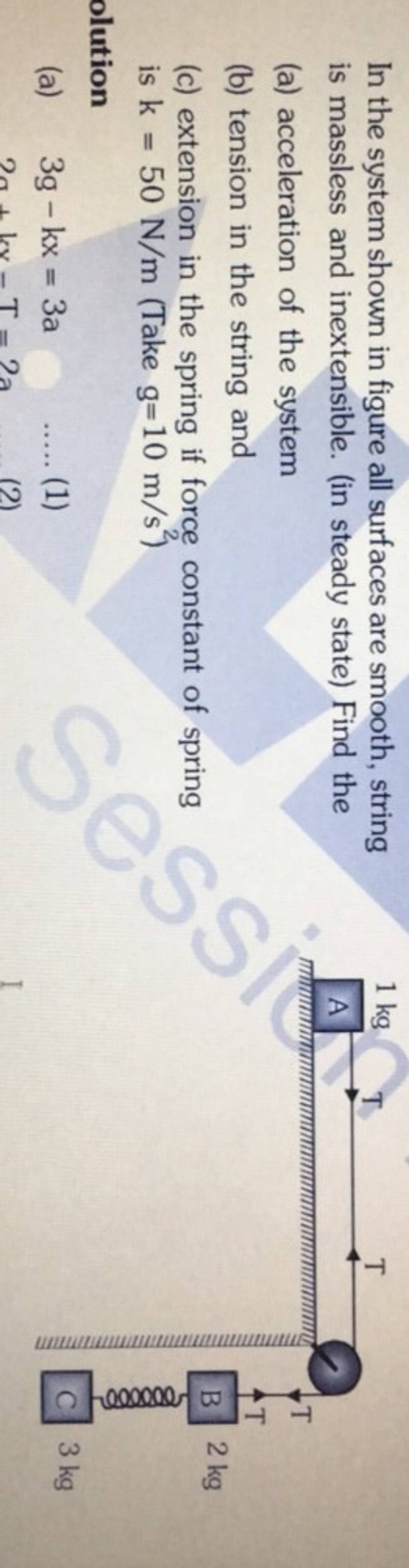 In the system shown in figure all surfaces are smooth, string is massless..