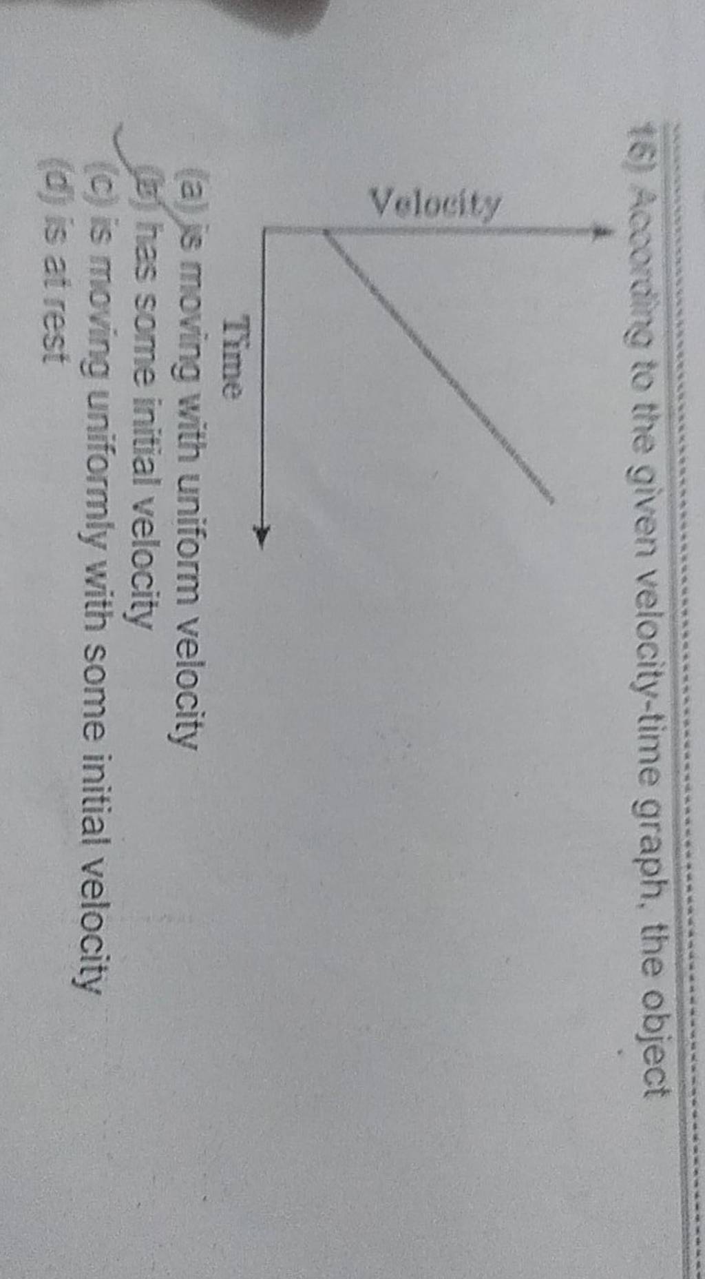 16 According To The Given Velocity Time Graph The Object Filo