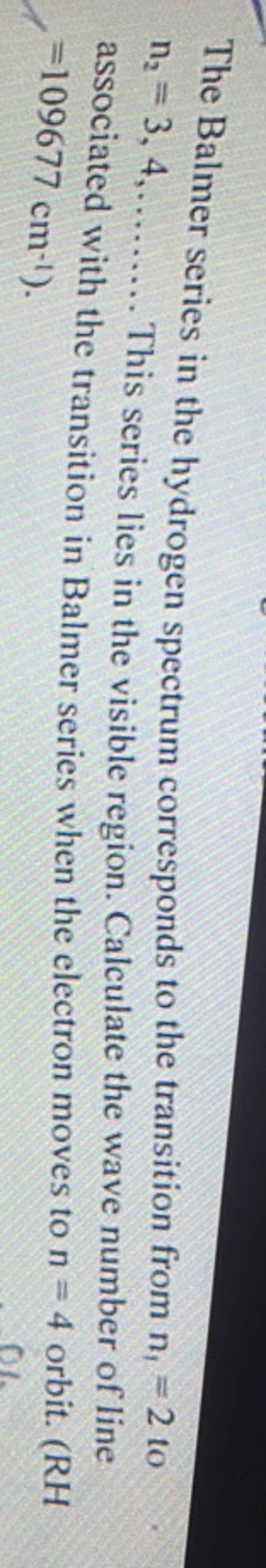 The Balmer series in the hydrogen spectrum corresponds to the transition