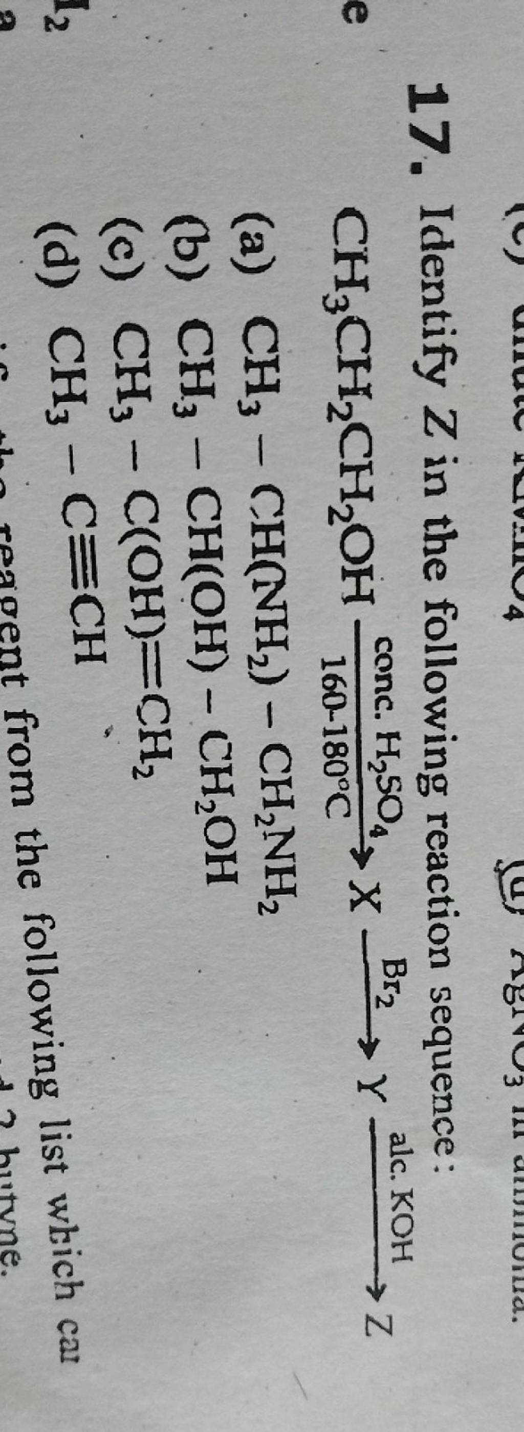 Identify Z In The Following Reaction Sequence Filo