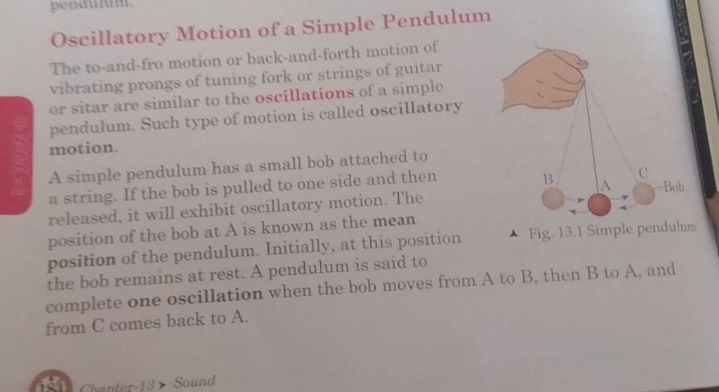 Oscillatory Motion of a Simple Pendulum | Filo