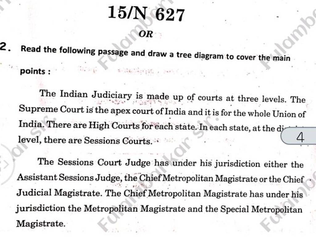 15/N 627 2. Read the following passage and draw a tree diagram to cover t..