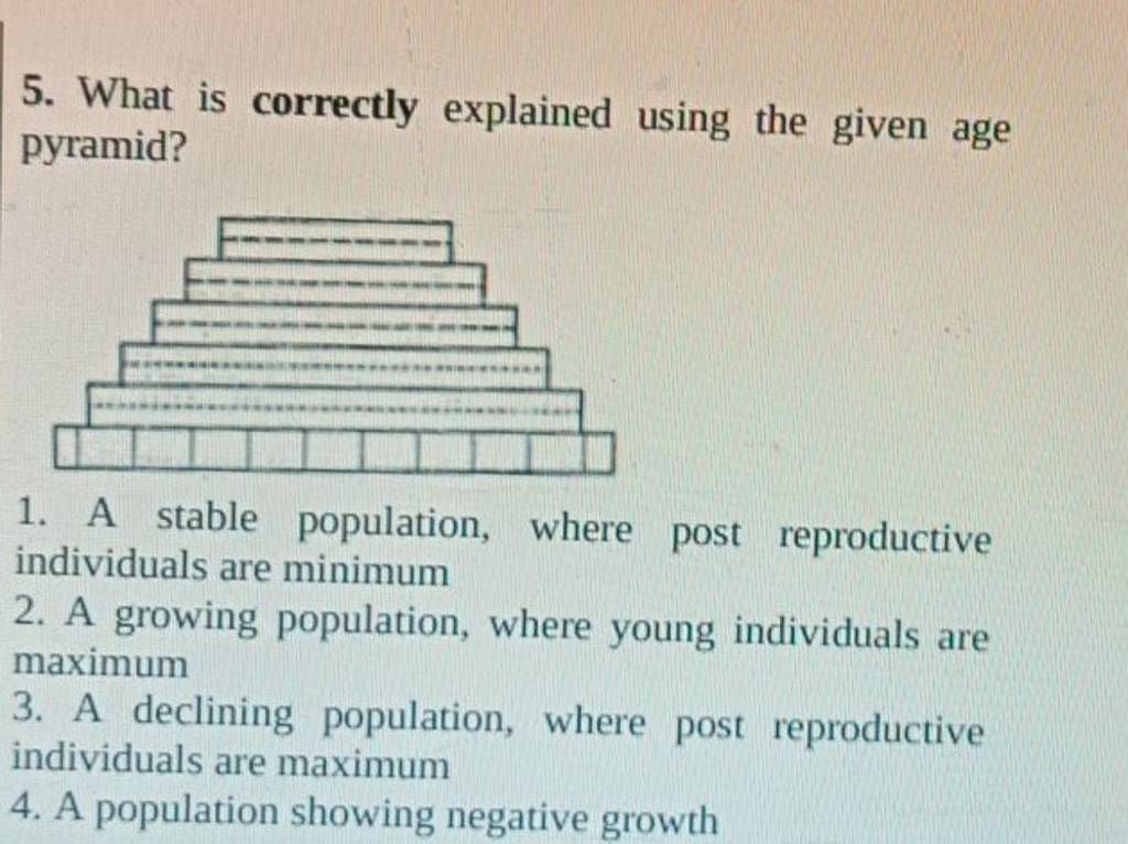 5. What is correctly explained using the given age pyramid? | Filo