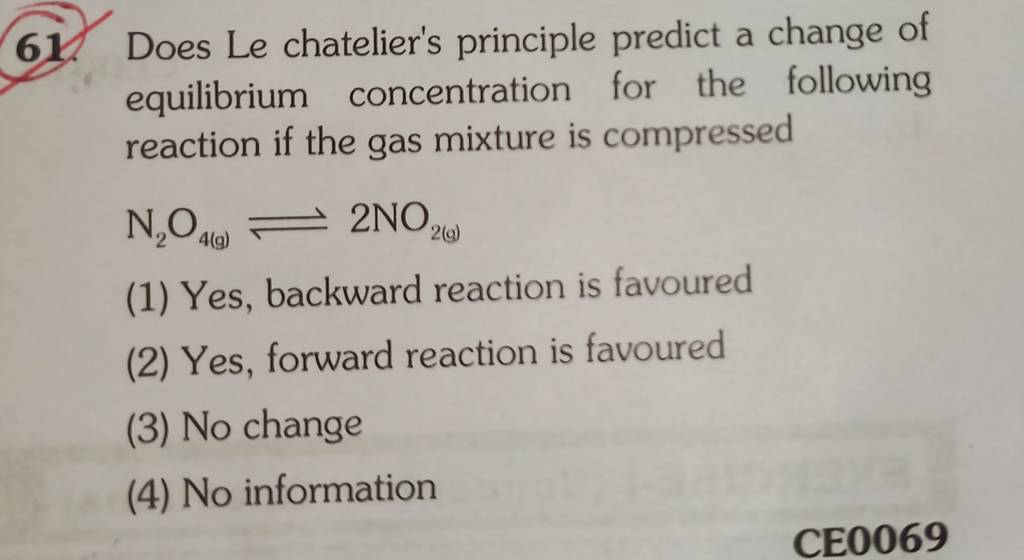 Does Le chatelier's principle predict a change of equilibrium concentrati..