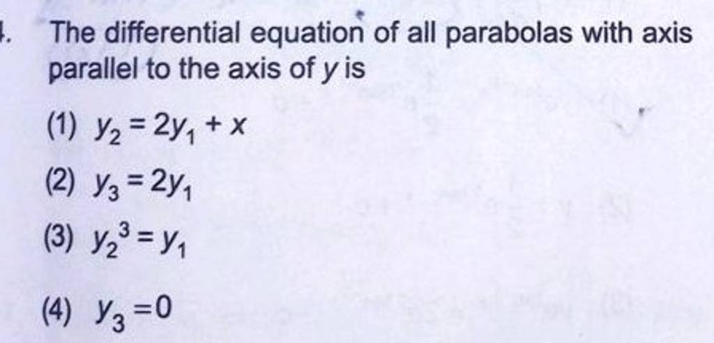 The differential equation of all parabolas with axis parallel to the axis..