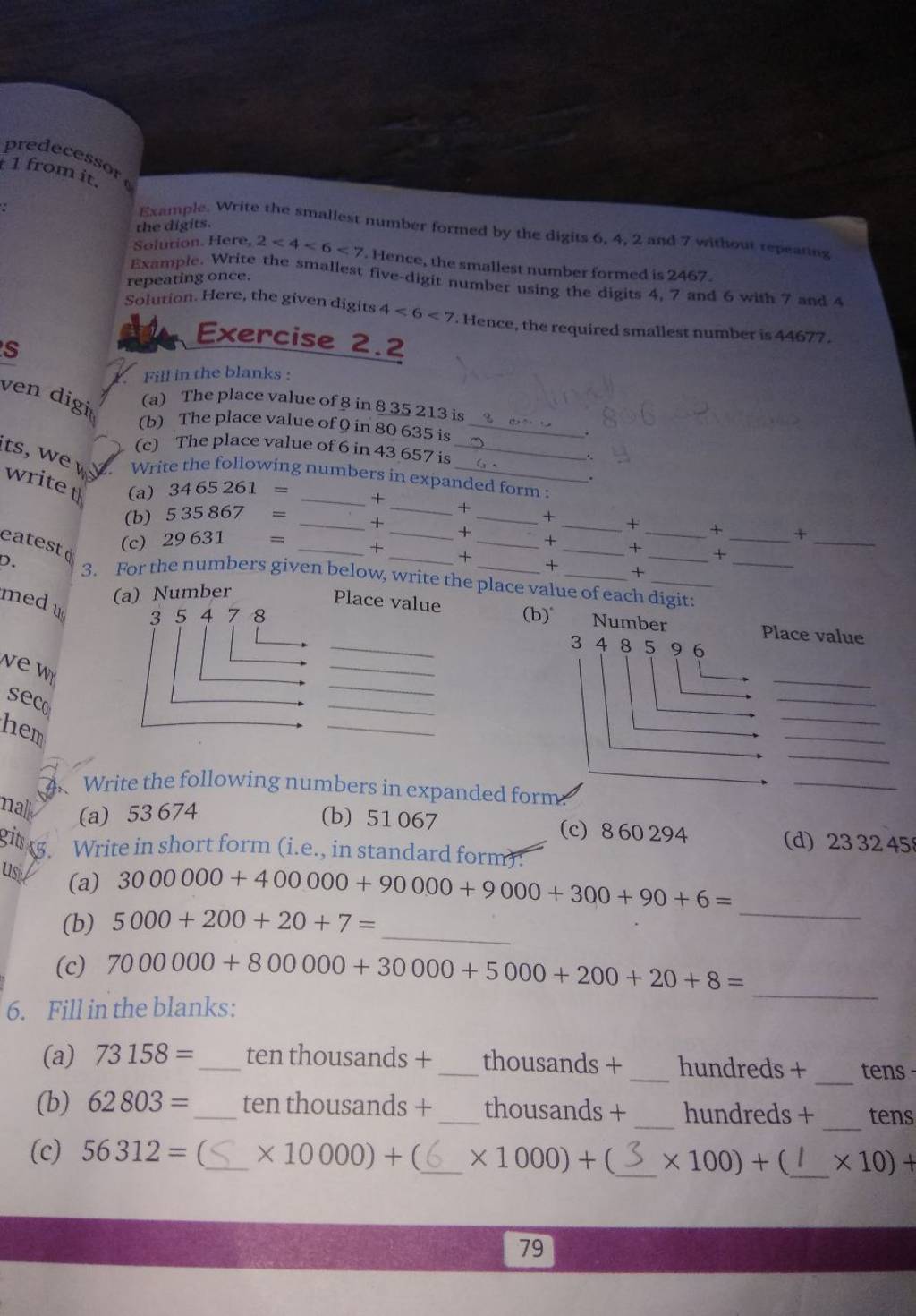 Place value 7. Write the following numbers in expanded forml | Filo Place value 7. Write the following numbers in expanded forml | Filo