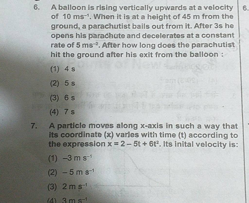 A balloon is rising vertically upwards at a velocity of 10 ms−1. When it A balloon is rising vertically upwards at a velocity of 10 ms−1. When it