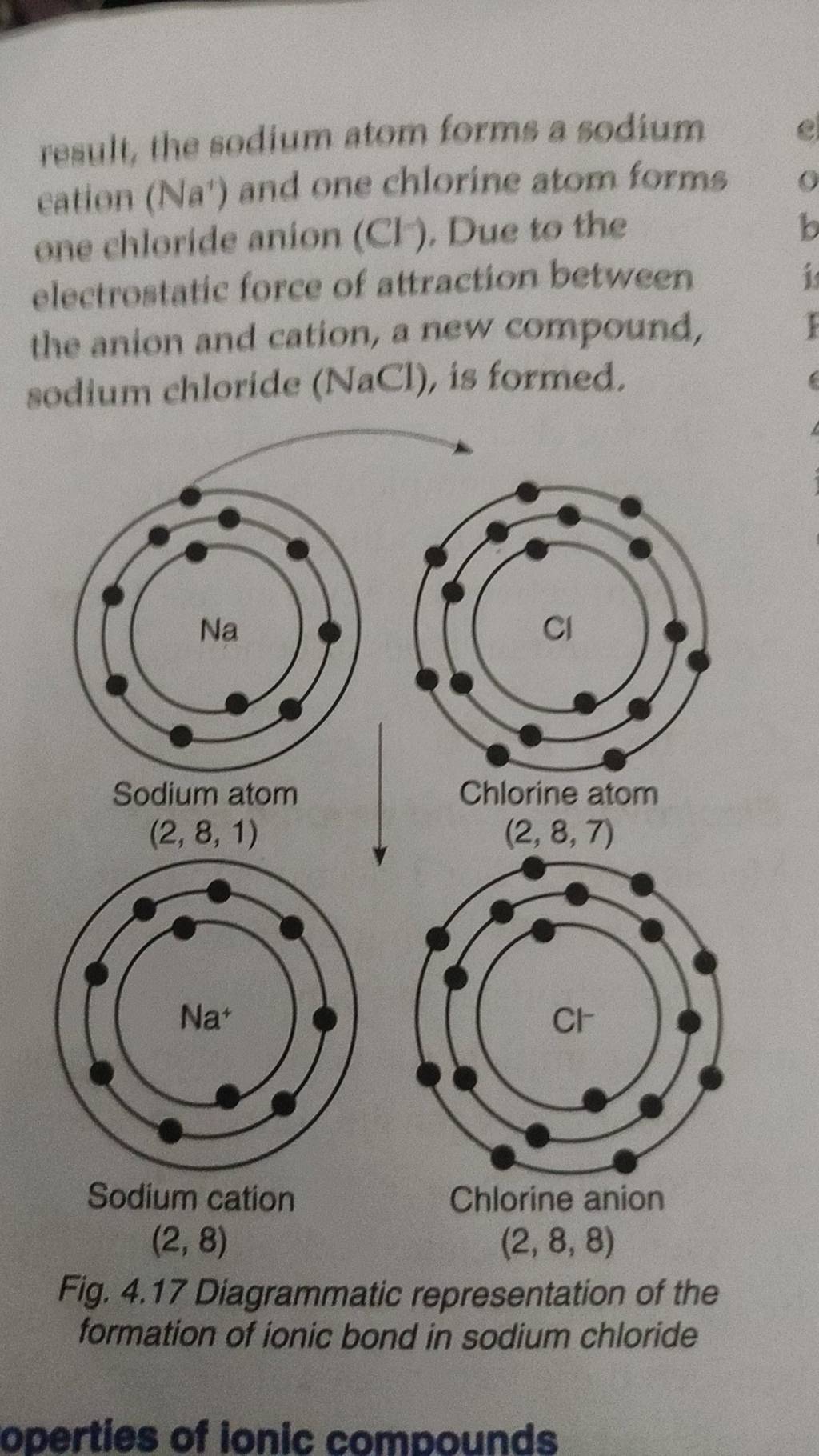 result, the sodium atom forms a sodium cation (Na+)and one chlorine atom