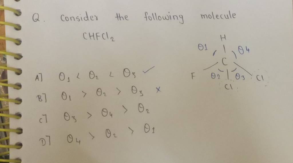 Q. Consider the following molecule CHFCl2 | Filo