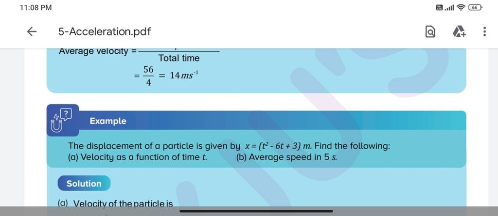 The Displacement Of A Particle Is Given By Xt2−6t3m Find The Followi