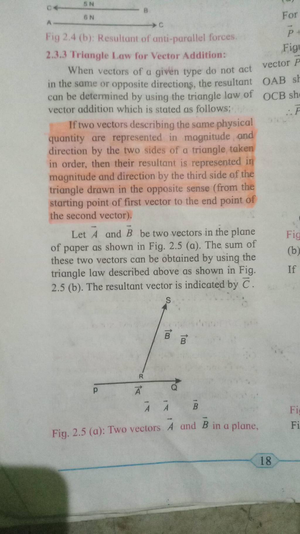 2.3.3 Triangle Law for Vector Addition: When vectors of a given type do n..