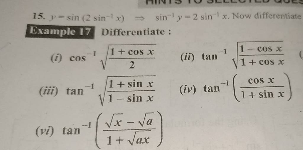 y-sin-2sin-1x-sin-1y-2sin-1x-now-differentiate-example-17-differentiate