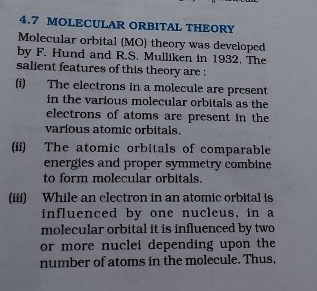4 7 Molecular Orbital Theory Molecular Orbital Mo Theory Was Developed