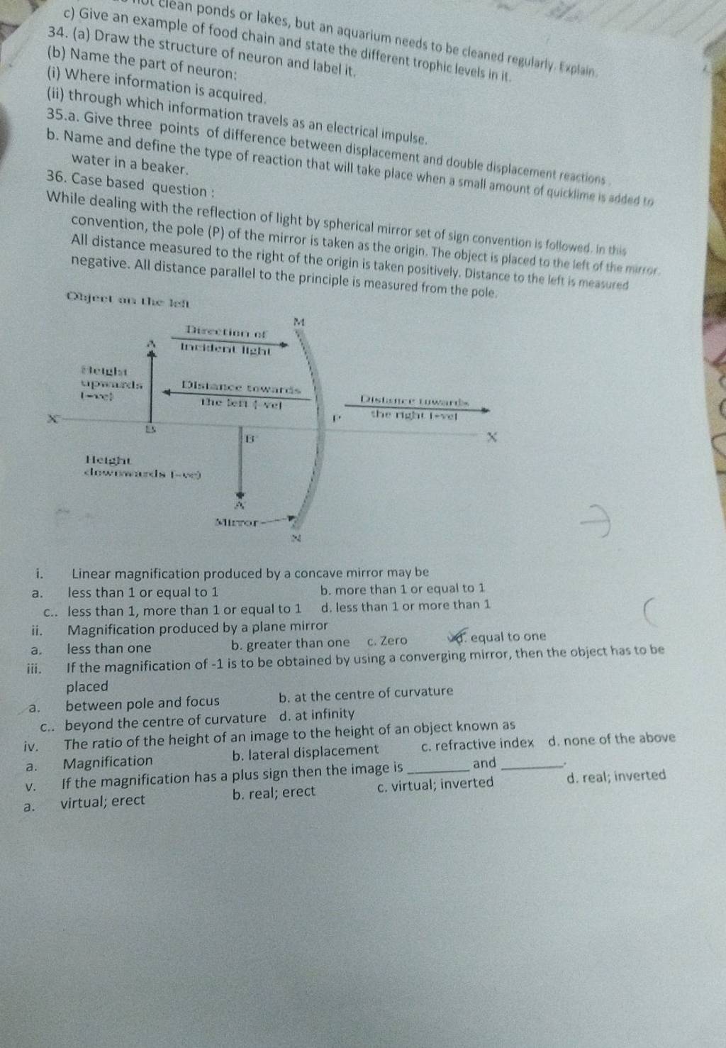 Case based question : While dealing with the reflection of light by spher..