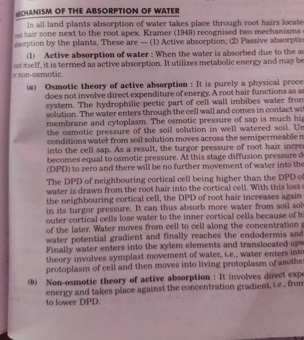 MECHANISM OF THE ABSORPTION OF WATER | Filo