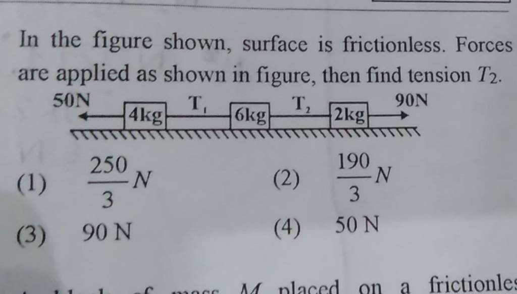In the figure shown, surface is frictionless. Forces are applied as shown..