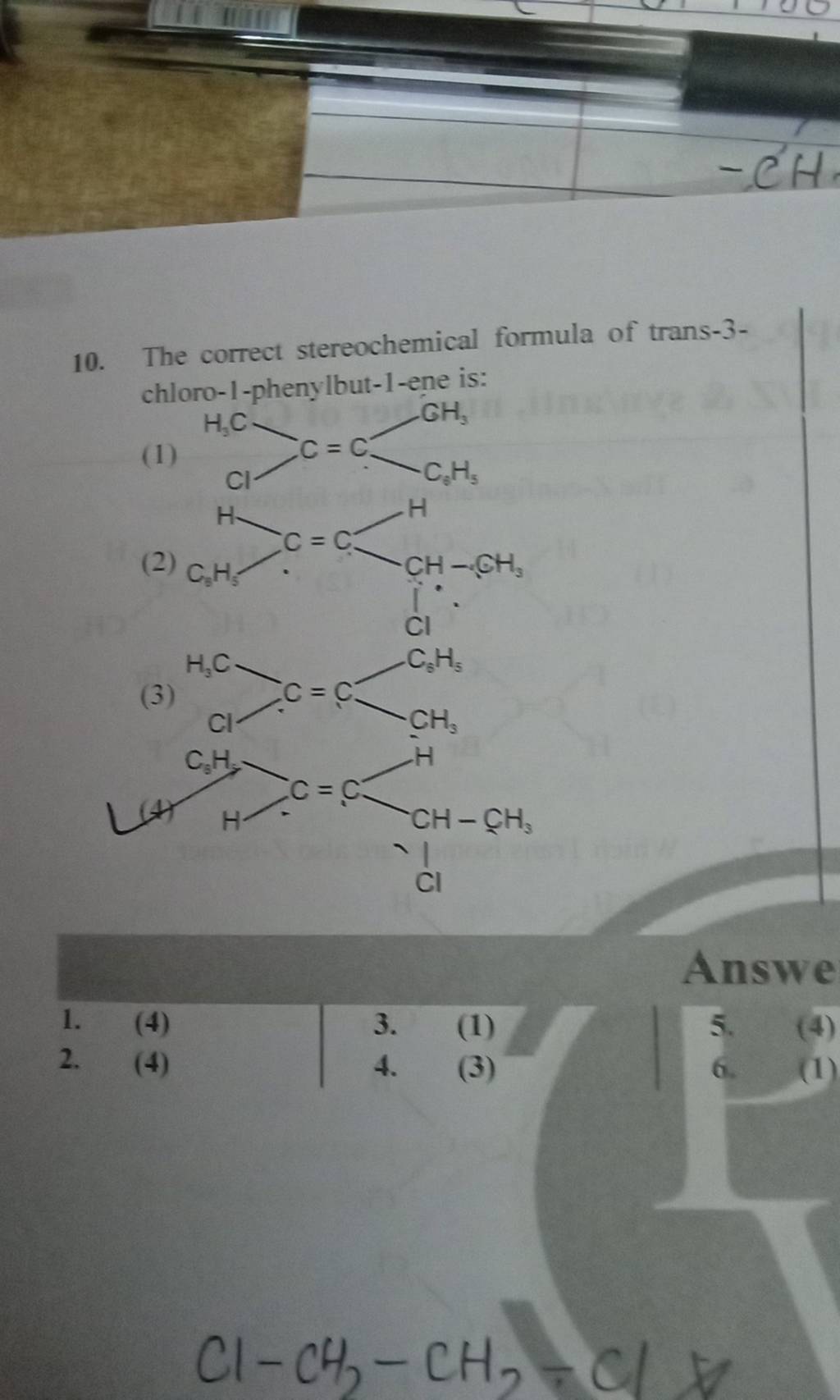 The correct stereochemical formula of trans-3chloro-1-phenylbut-1-ene is:..