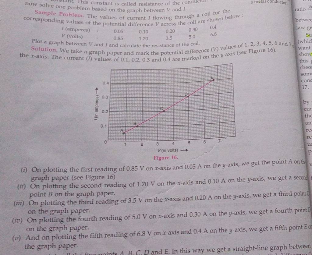 based on the graph between V and l. corresponding values of the potential..