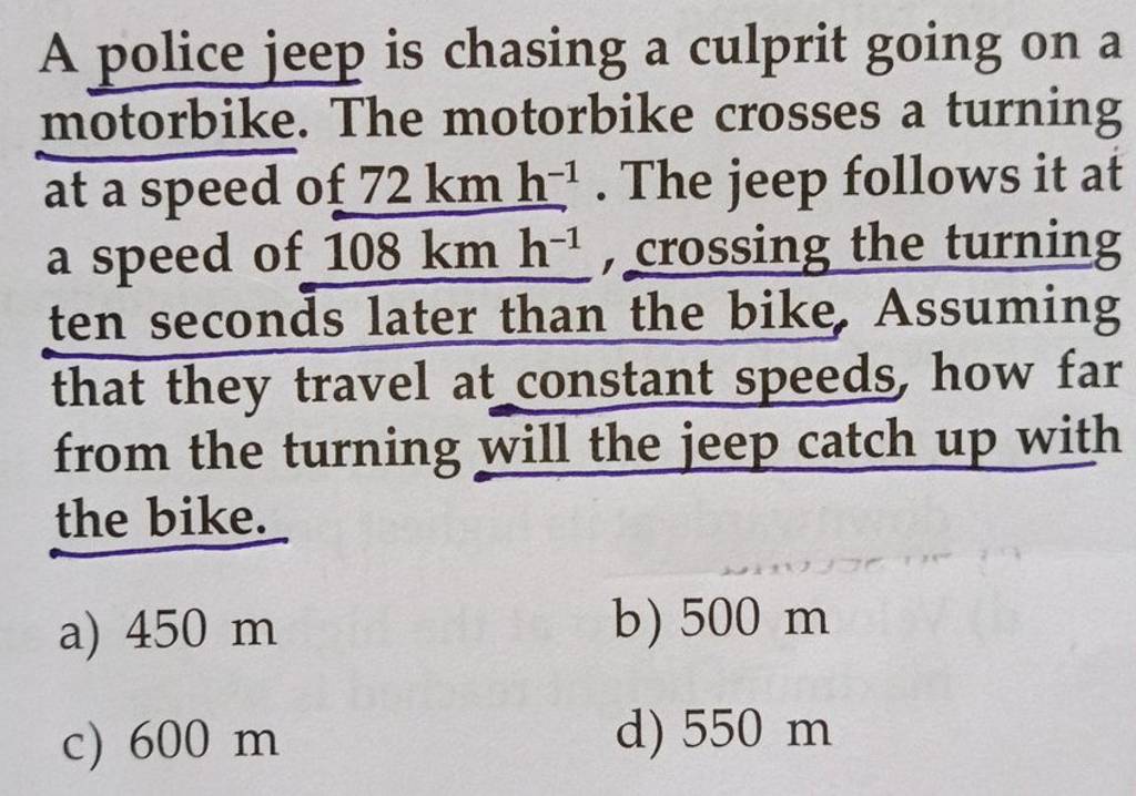 A police jeep is chasing a culprit going on a motorbike. The motorbike cr..