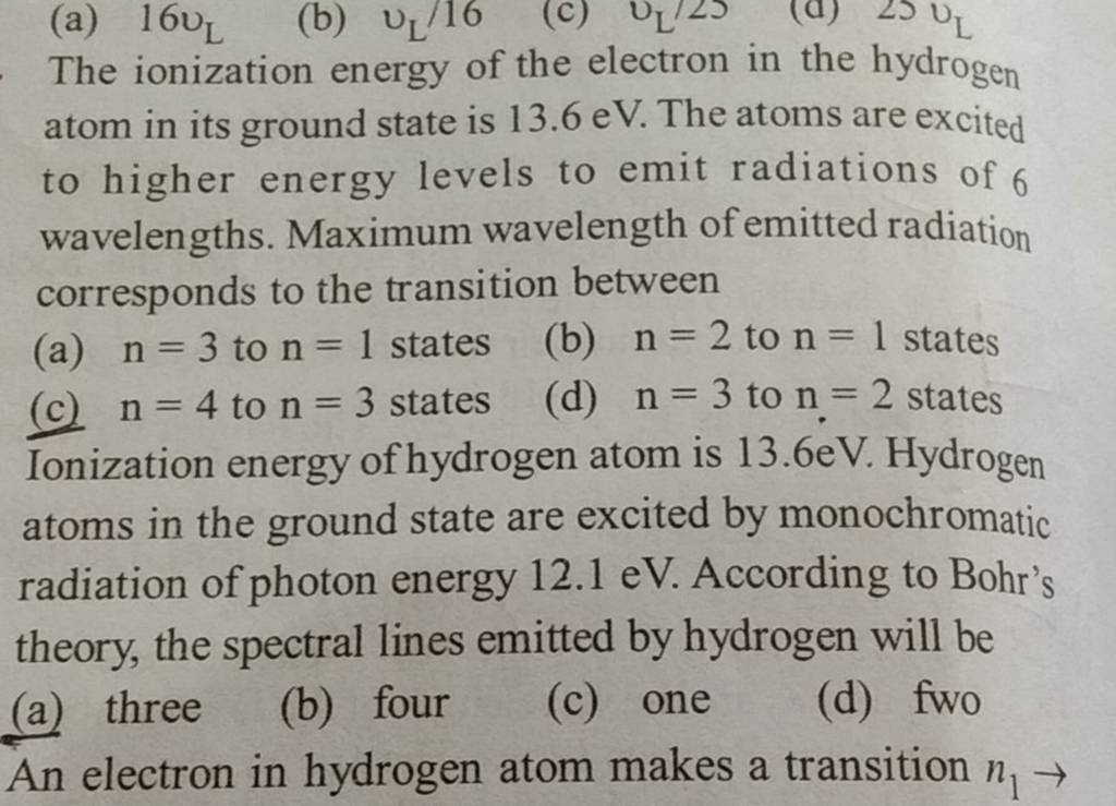The Ionization Energy Of The Electron In The Hydrogen Atom In Its Ground