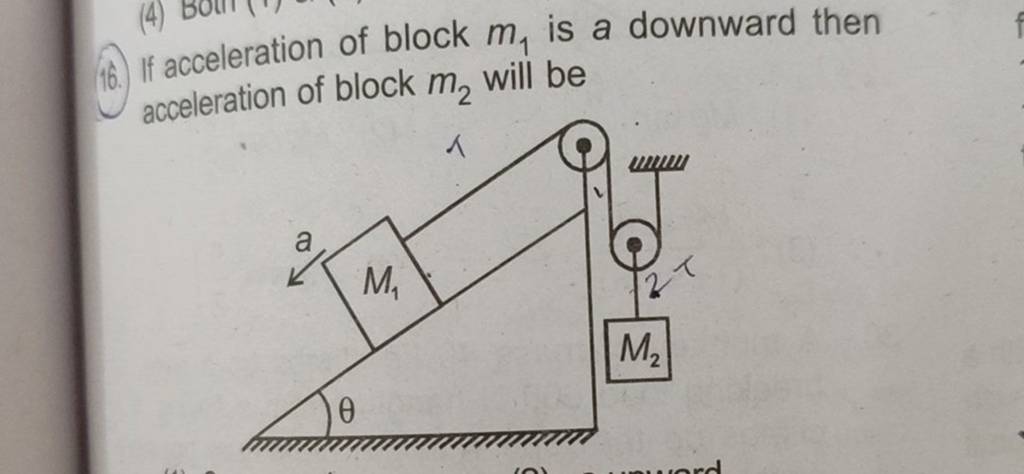 (16.) If acceleration of block m1 is a downward then acceleration of blo..