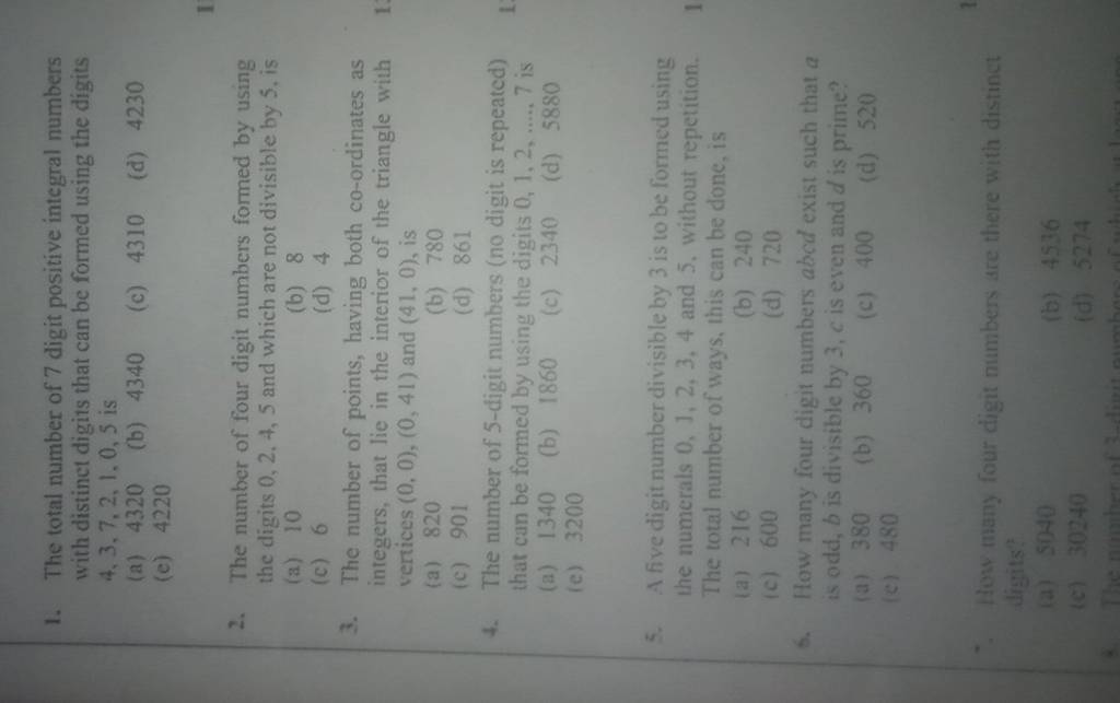 The total number of 7 digit positive integral numbers with distinet digit..