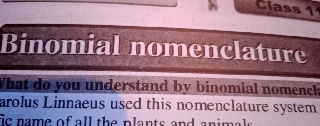Binomial nomenclature What do you understand by binomial nomenci, arolus