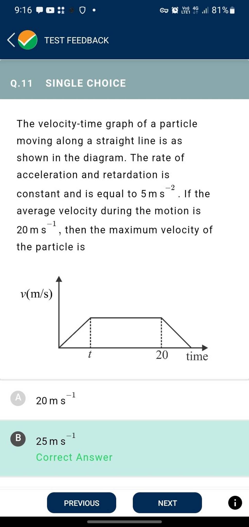The Velocity Time Graph Of A Particle Moving Along A Straight Line Is As