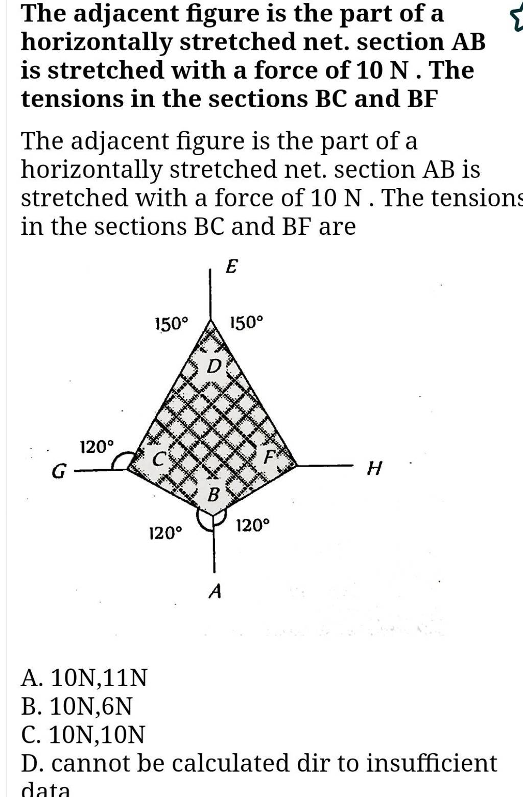 The adjacent figure is the part of a horizontally stretched net. section