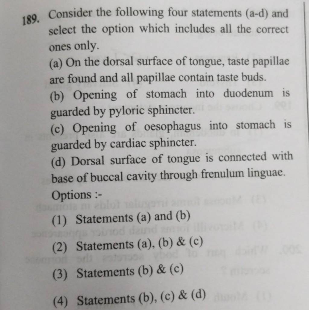 Consider The Following Four Statements A D And Select The Option Which