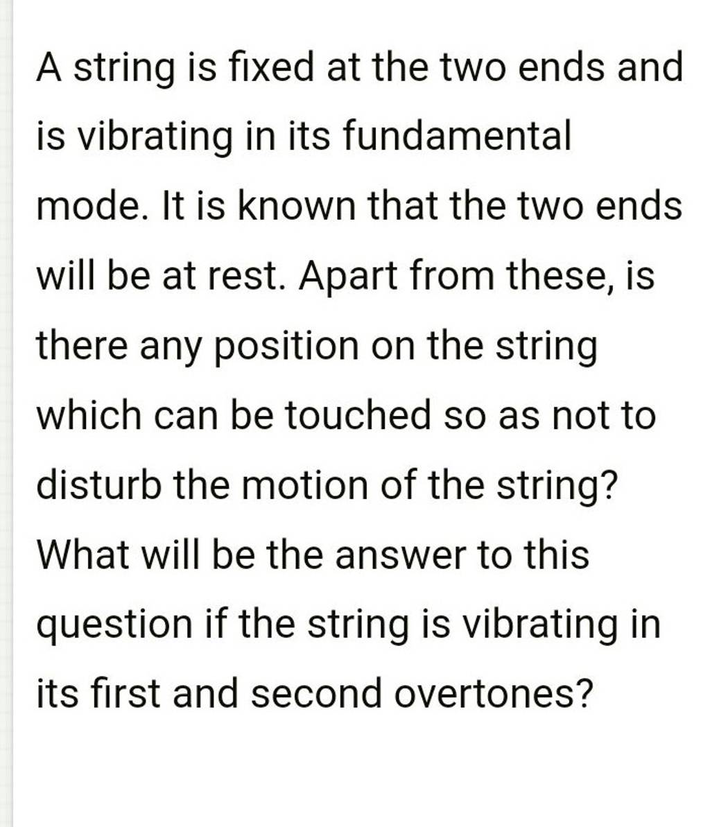 A string is fixed at the two ends and is vibrating in its fundamental mod..