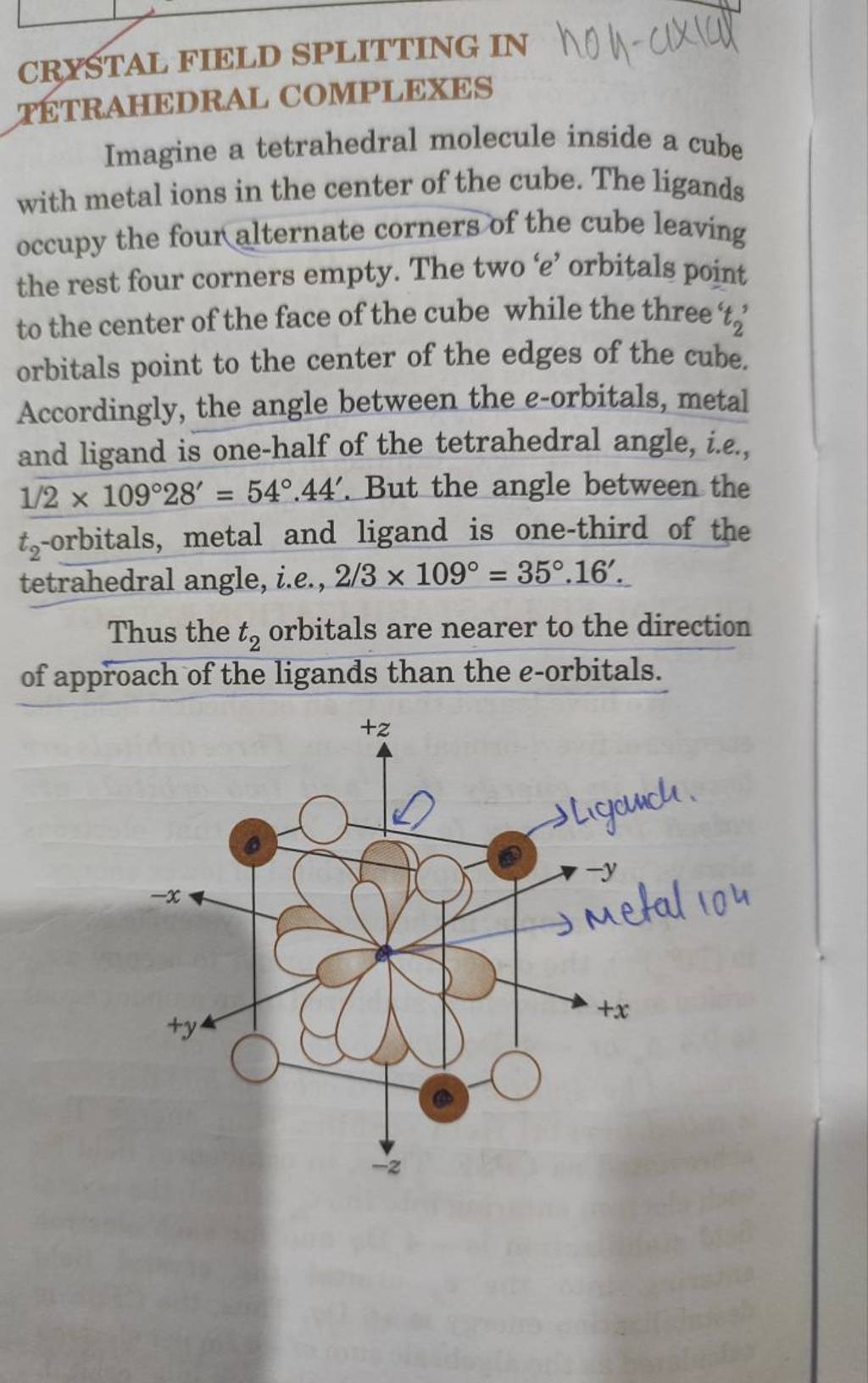 CRYSTAL FIELD SPLITTING IN hOh-uXYM TETRAHEDRAL COMPLEXES Imagine a tetra..