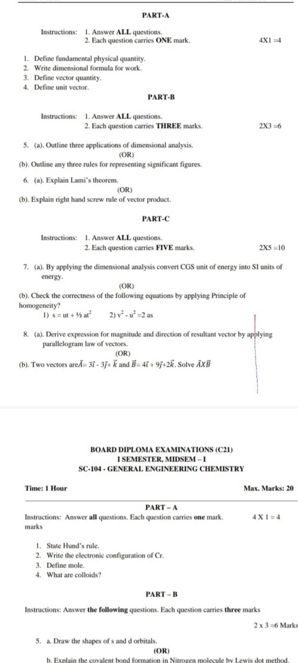 (b). Explain right hand screw rule of vector product. PART-C Instruction..