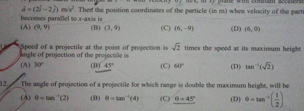The Angle Of Projection Of A Projectile For Which Range Is Double The Max 7634
