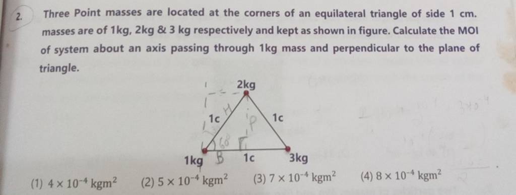 Three Point masses are located at the corners of an equilateral triangle