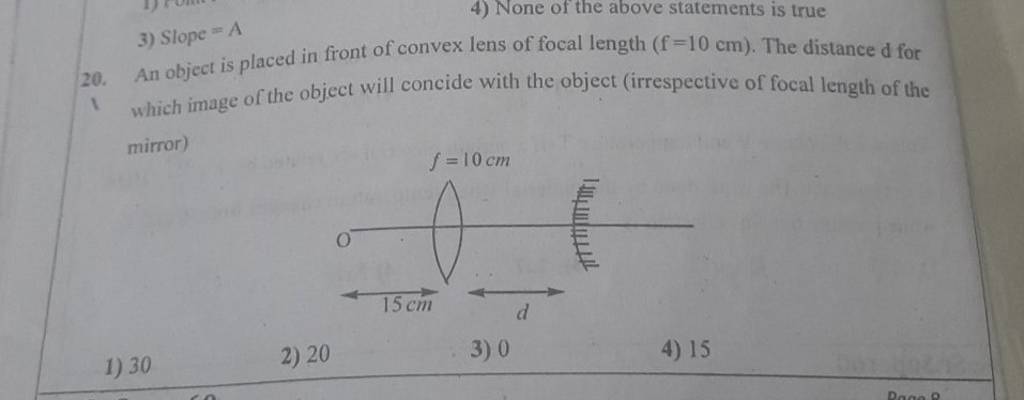 An object is placed in front of convex lens of focal length (f=10 cm). Th..