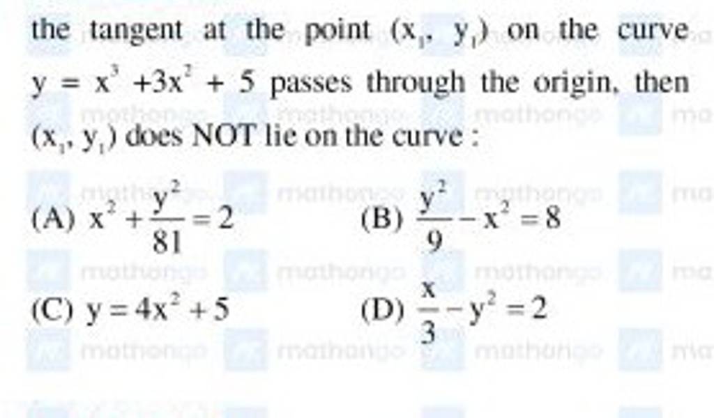 The Tangent At The Point X1 Y1 On The Curve Y X3 3x2 5 Passes Through