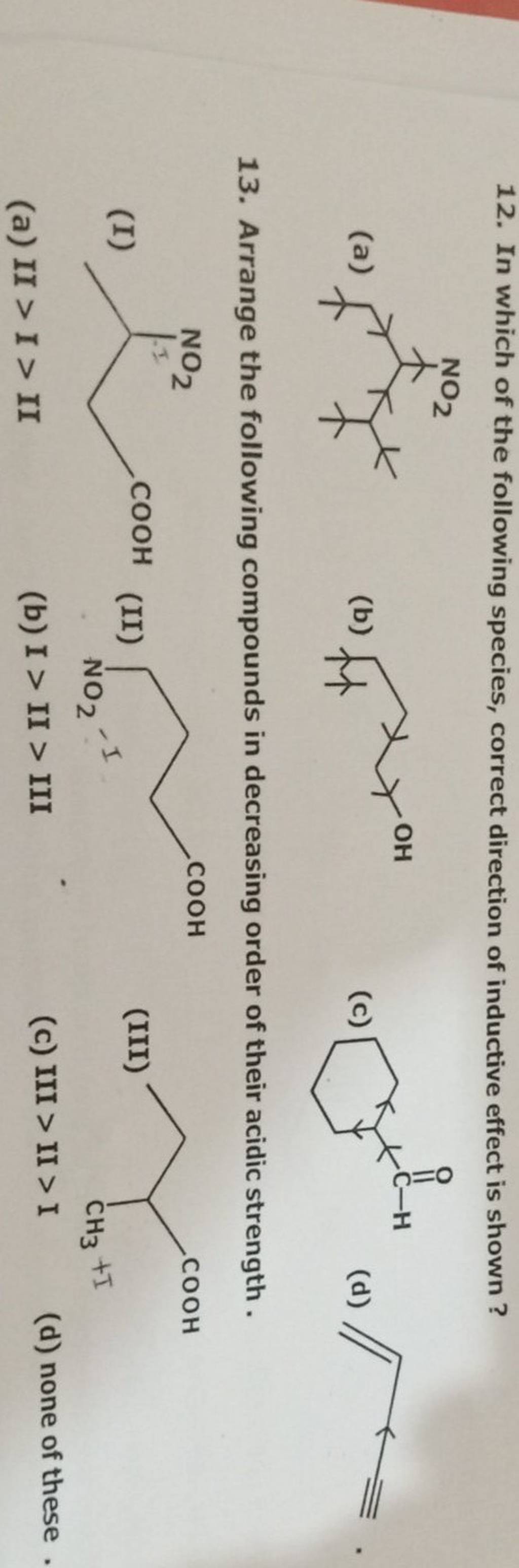 Arrange the following compounds in decreasing order of their acidic stren..