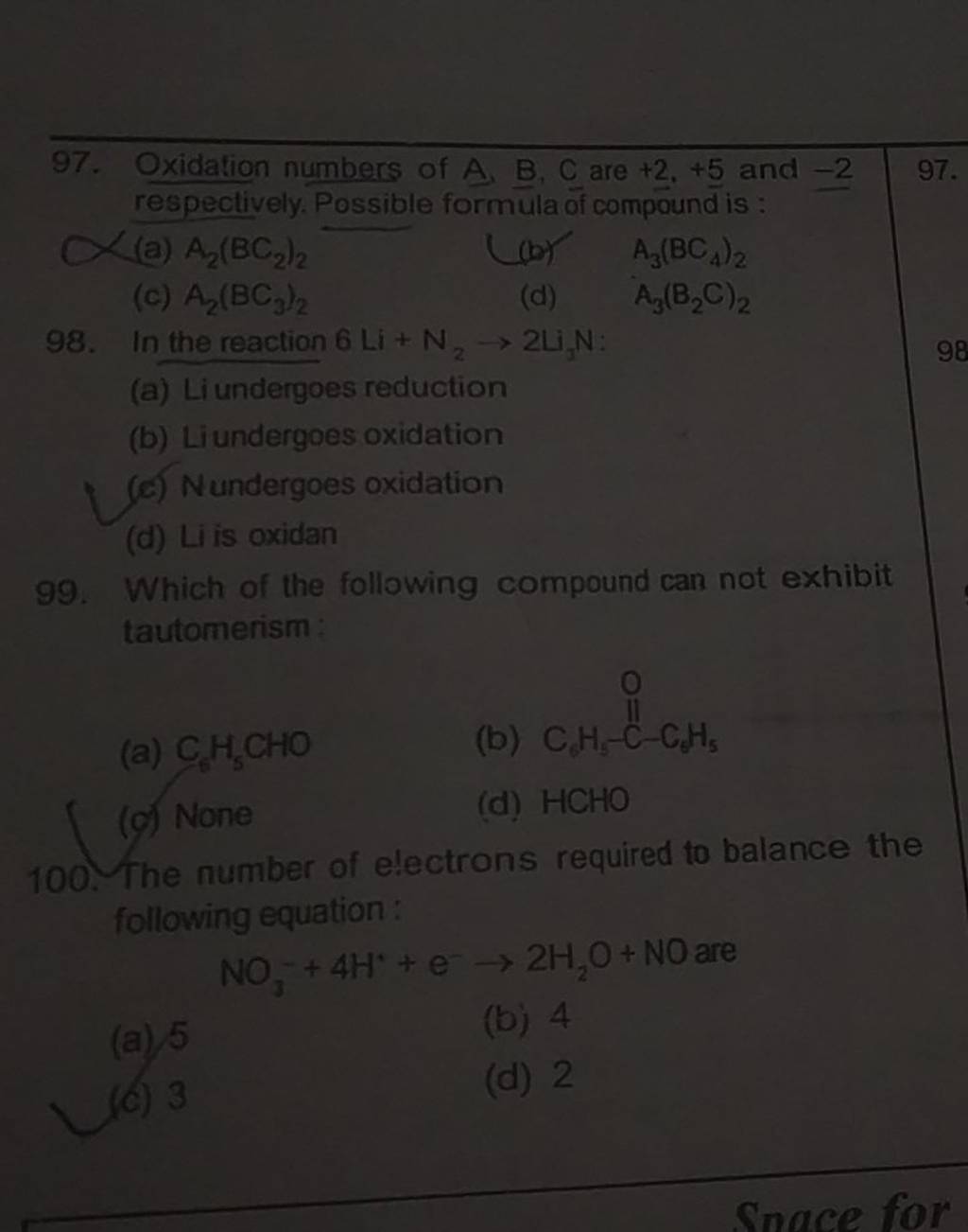 Which of the following compound can not exhibit tautomerism : | Filo