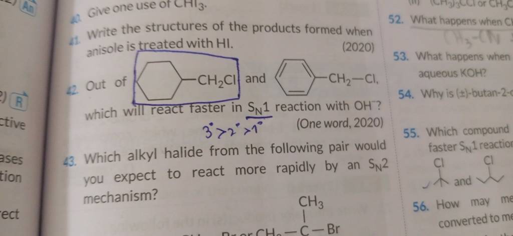 41. Write the structures of the products formed when anisole is treated w..