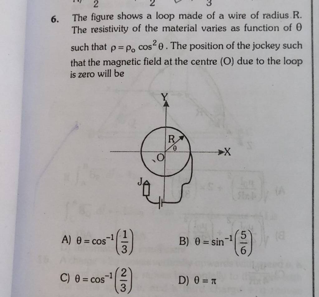 The figure shows a loop made of a wire of radius. R. The resistivity of t..