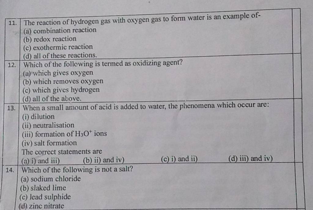 The reaction of hydrogen gas with oxygen gas to form water is an example