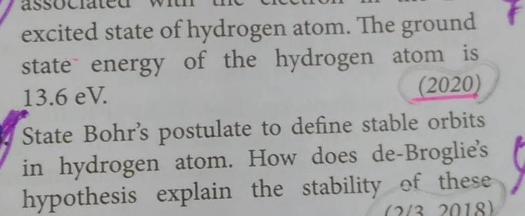 Excited State Of Hydrogen Atom The Ground State Energy Of The Hydrogen A