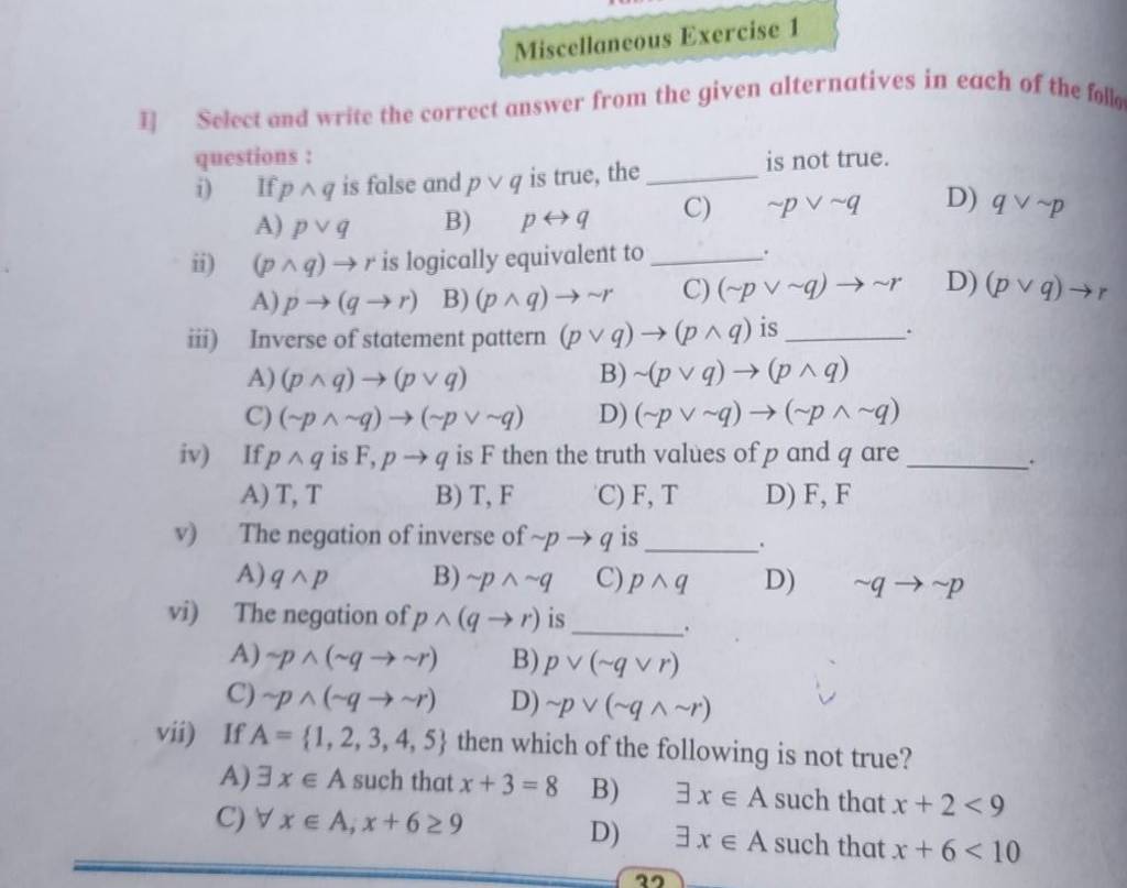 Inverse of statement pattern (p∨q)→(p∧q) is | Filo