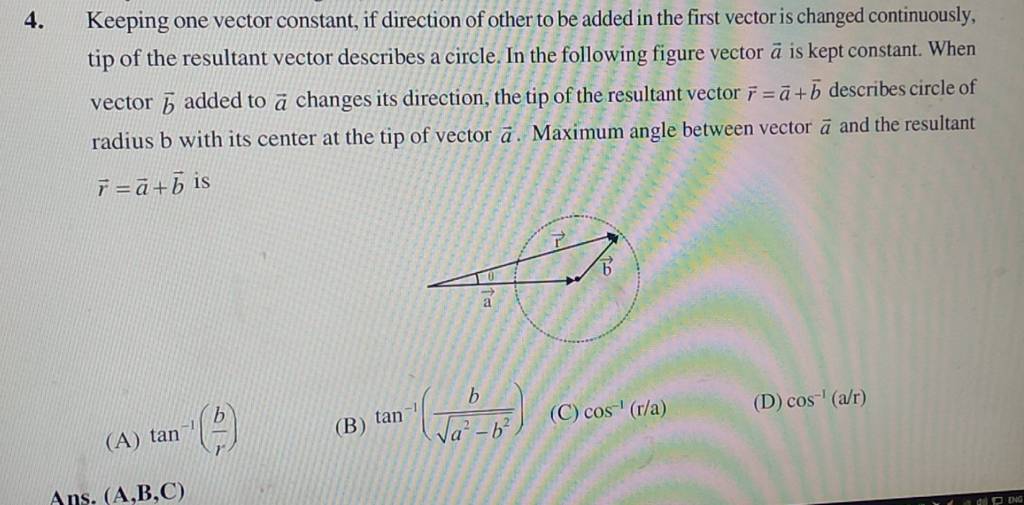 Keeping one vector constant, if direction of other to be added in the fir..