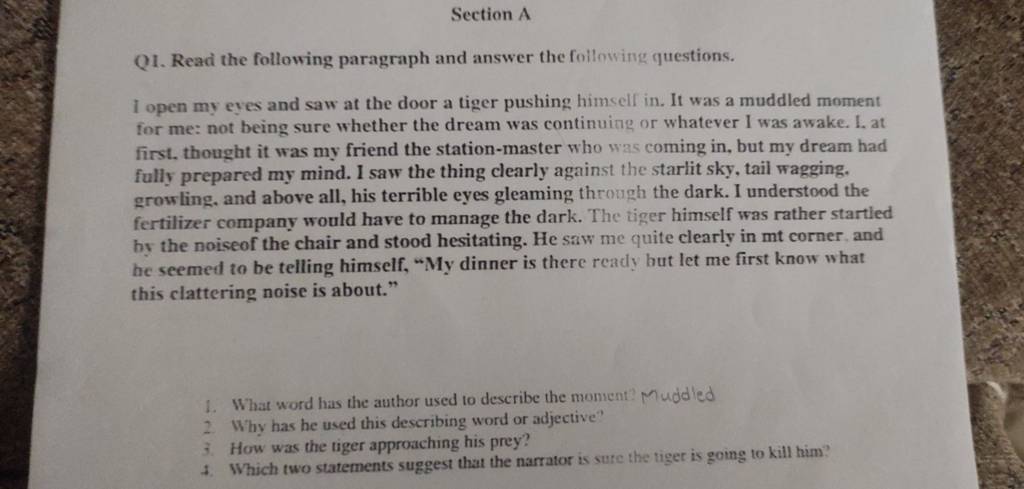 Section A Q1. Read the following paragraph and answer the following quest.. Section A Q1. Read the following paragraph and answer the following quest..