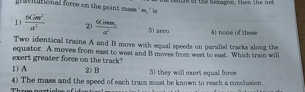Two identical trains A and B move with equal speeds on parallel tracks al..
