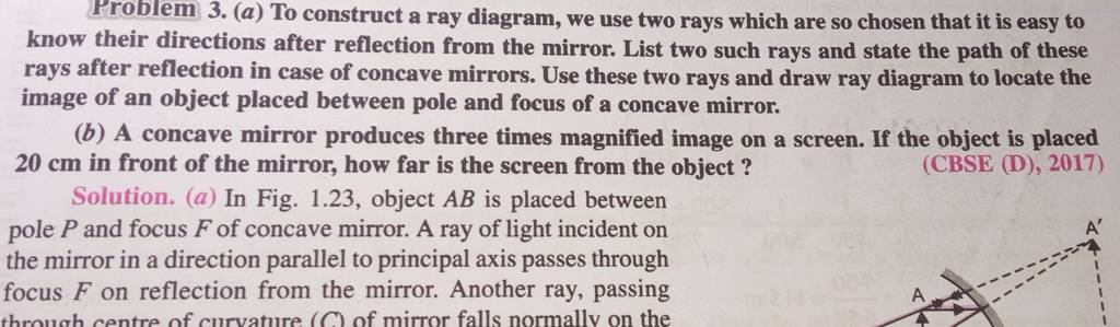 Problem 3. (a) To construct a ray diagram, we use two rays which are so c..