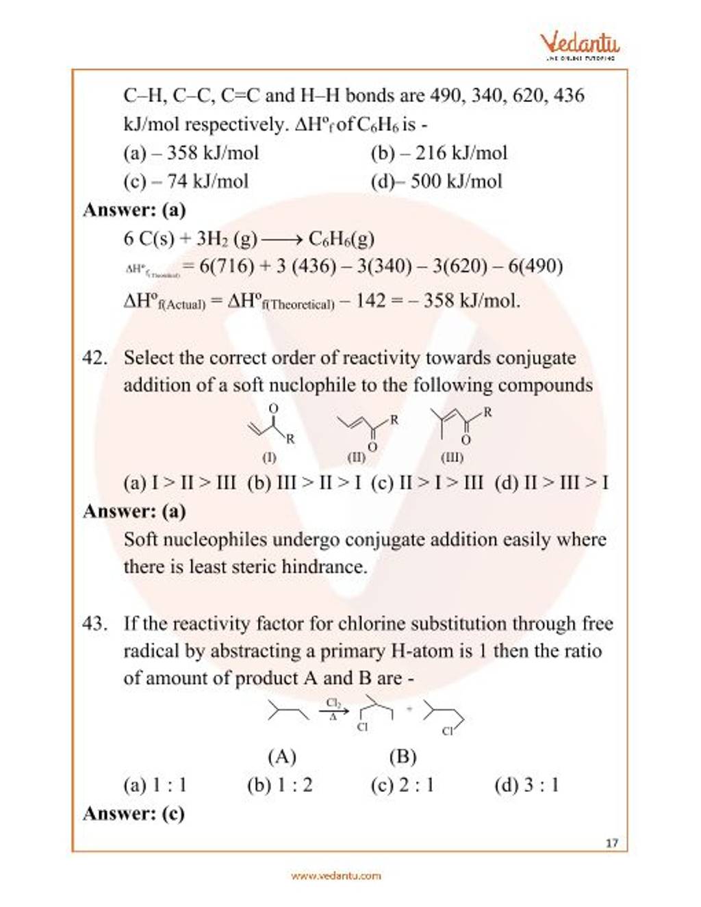 Vedantu 42 Select The Correct Order Of Reactivity Towards Conjugate Addi